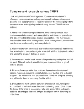 How Do I Choose The Right CMMS Software? The Questions To Ask Yourself ...