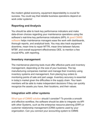 How Do I Choose The Right CMMS Software? The Questions To Ask Yourself ...