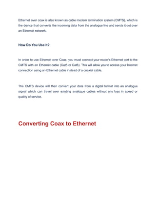 How Do I Convert Coax to Ethernet? | PDF | Computer Networking | Computing