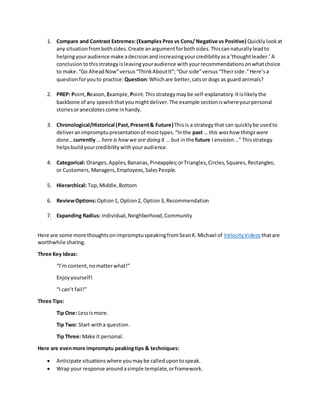 How do i deliver a good impromptu speech | DOCX