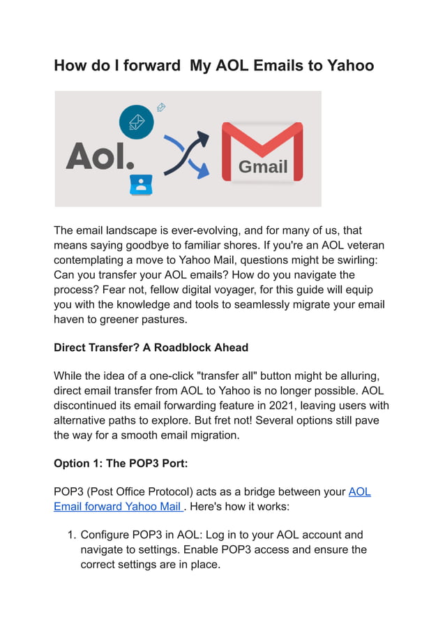 How do I forward My AOL Emails to Yahoo | PDF