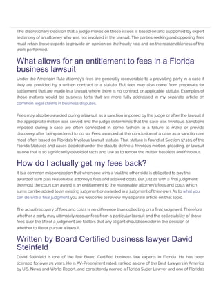 How do I get back my fees and costs in a Florida lawsuit by expert ...