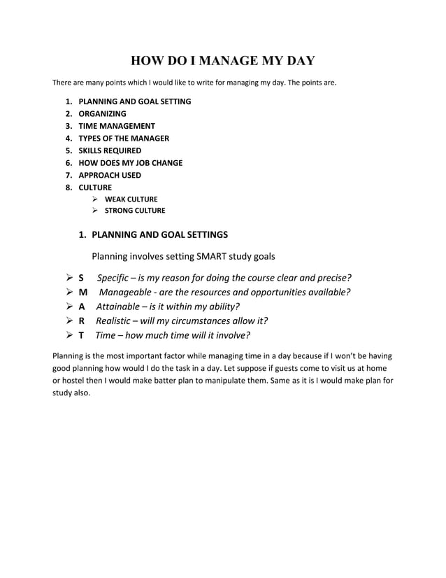 How do i manage my day | PDF