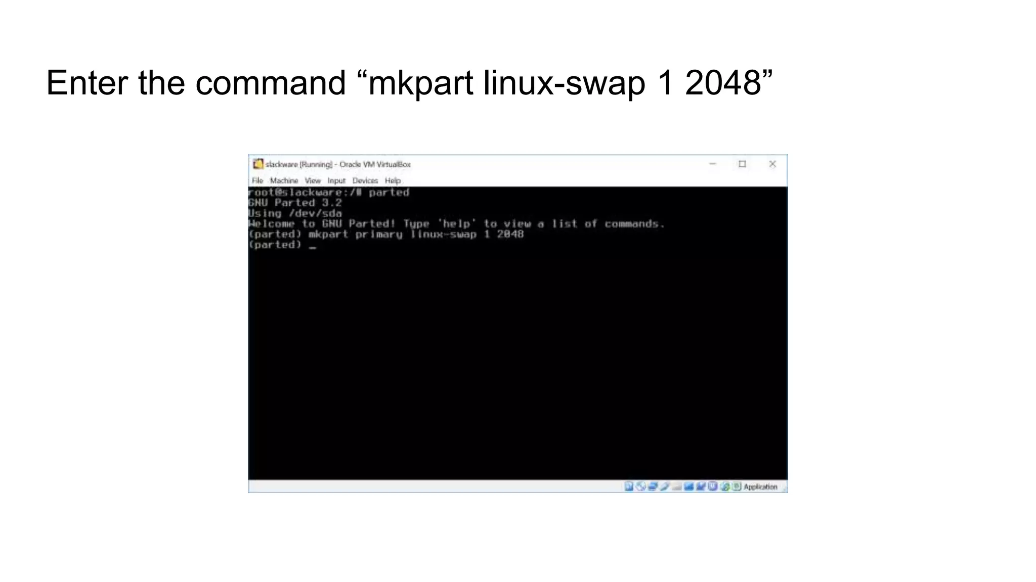 How do I use parted to partition /dev/sda with the specifications in ...
