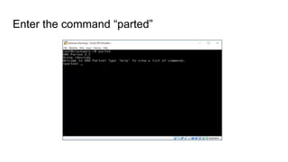 How do I use parted to partition /dev/sda with the specifications in this card? | PPTX