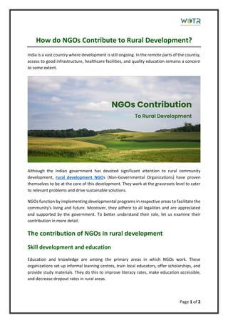 How NGOs Drive Positive Change in Rural India? | PDF