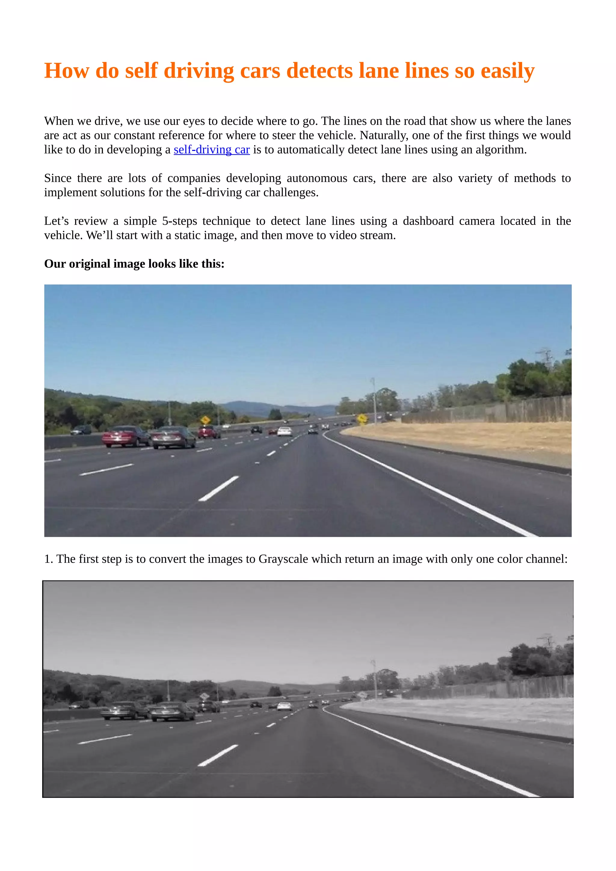 How do self driving cars detects lane lines so easily | PDF | Cameras ...