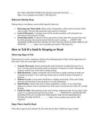 HOW DO SNAILS SLEEP AND HOW CAN I TELL IF THEY ARE SLEEPING OR DEAD..docx