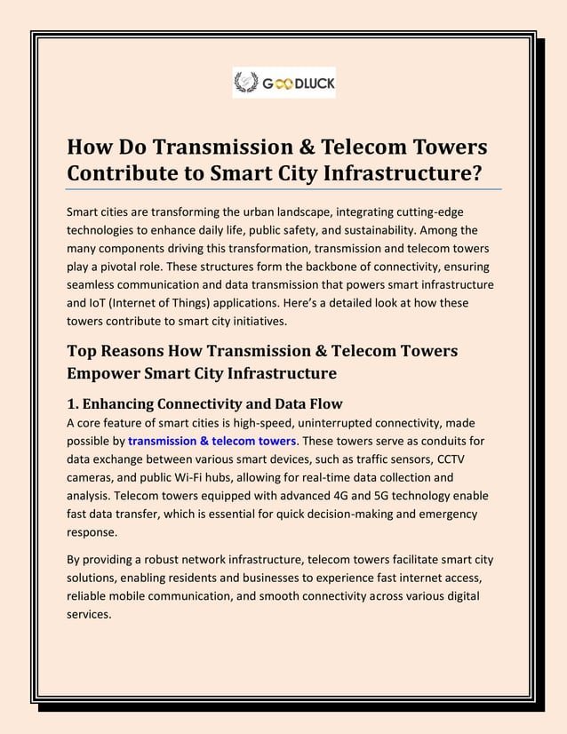How Do Transmission & Telecom Towers Contribute to Smart City ...