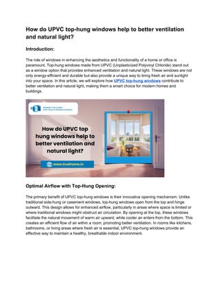 How do UPVC top-hung windows help to better ventilation and natural ...