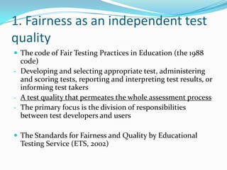 How do we go about investigating test fairness | PPTX