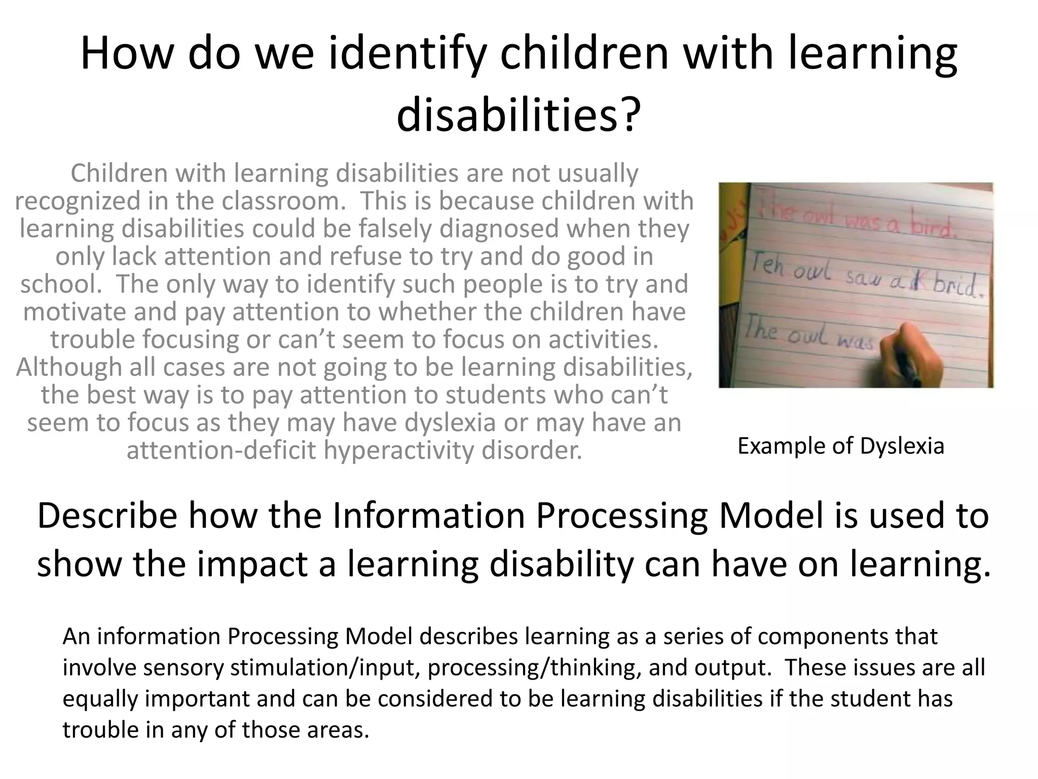 How Do We Identify Children With Learning Disabilities | PPTX | Brain ...