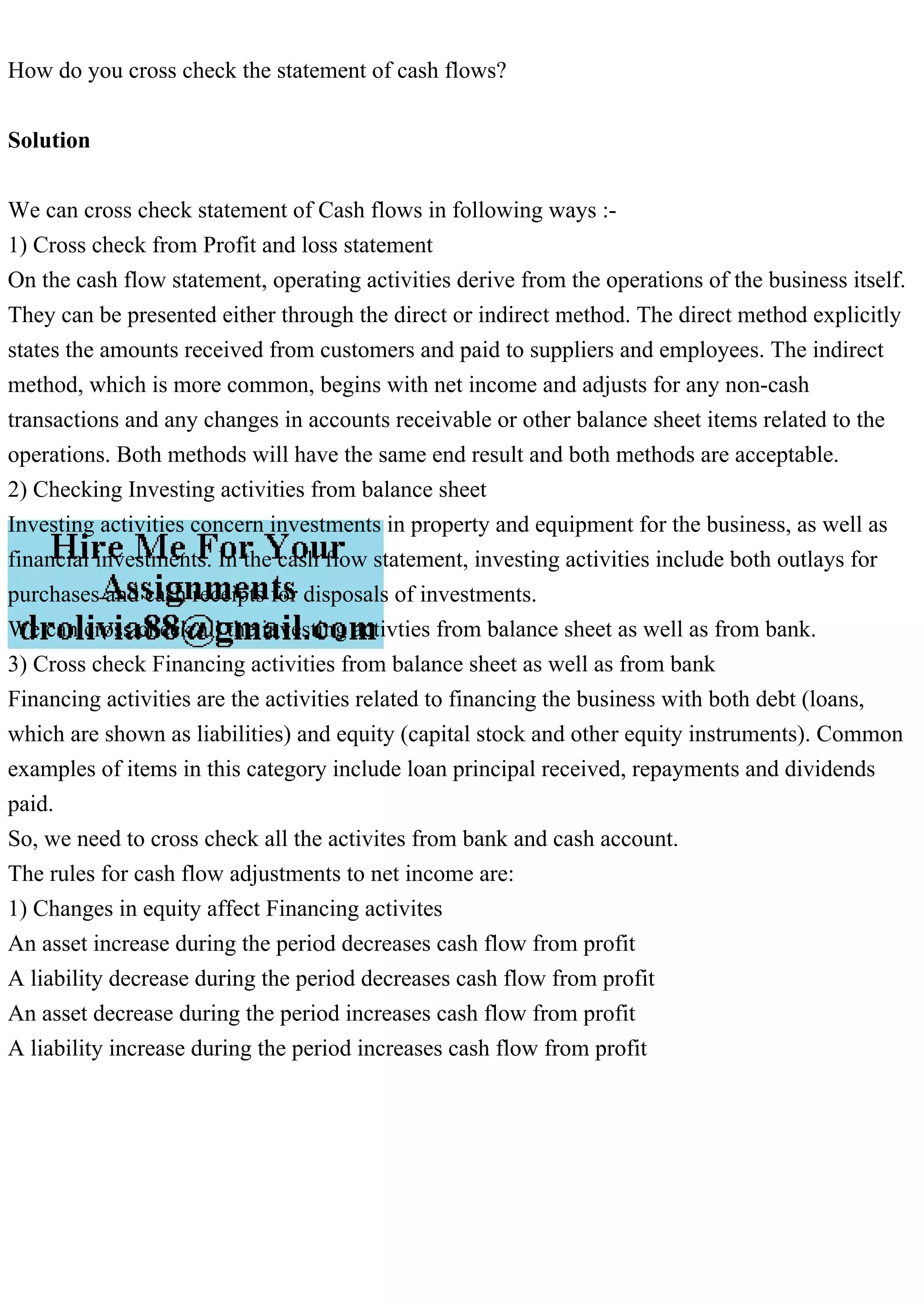 How do you cross check the statement of cash flowsSolutionWe .pdf