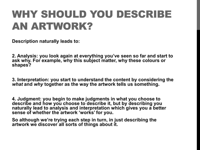 How do you describe an artwork | PPTX | Painting | Arts and Crafts