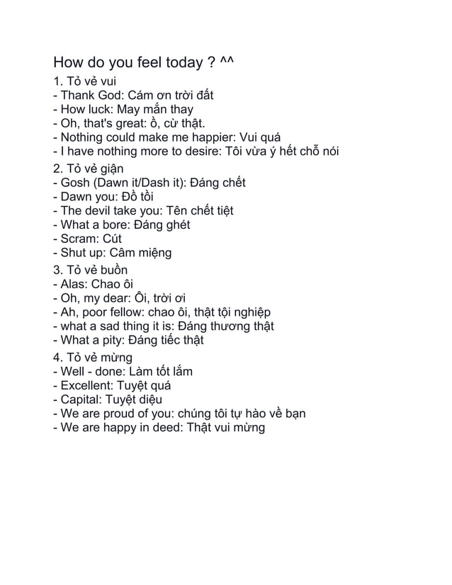 How do you feel today hay | PDF