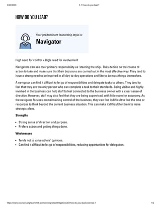 How do you lead (exercise 1) coursera | PDF