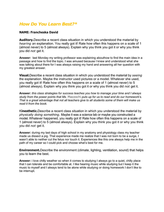How do you learn best | PDF