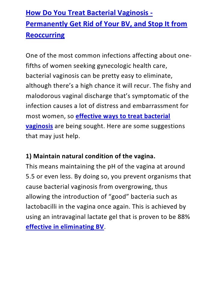 How Do You Treat Bacterial Vaginosis Permanently Get Rid Of Your Bv