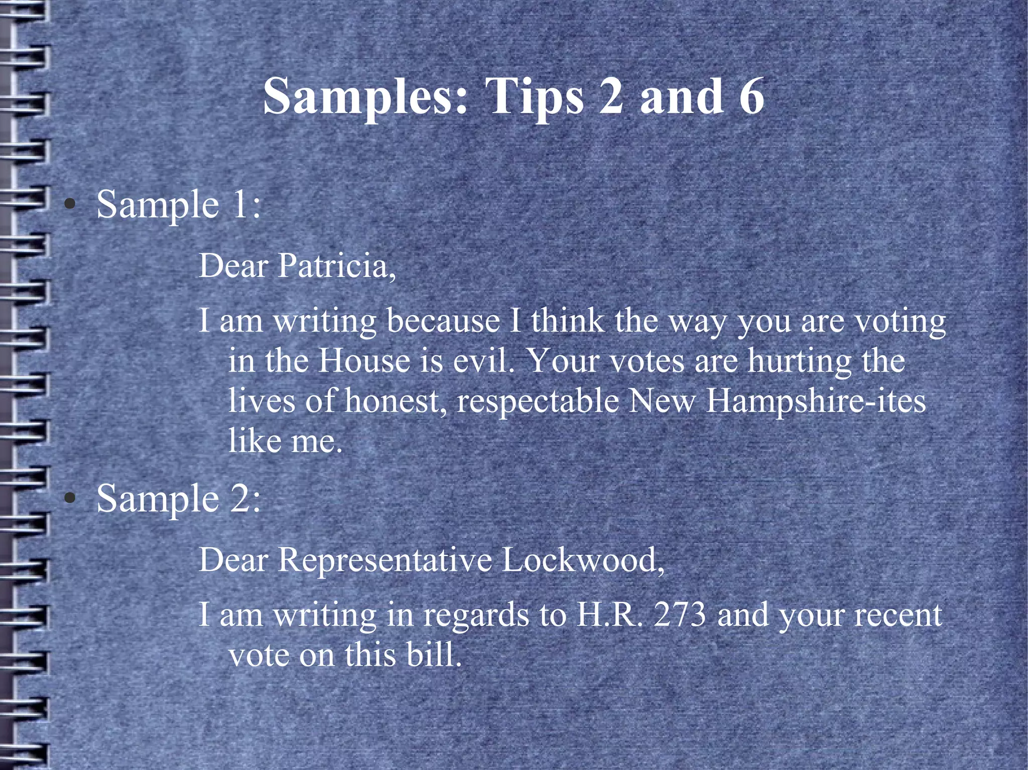 How do you write a letter to your representative | ODP
