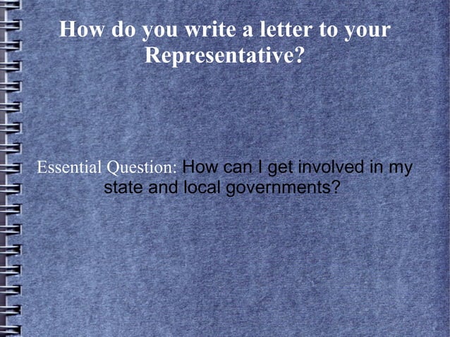 How do you write a letter to your representative | ODP