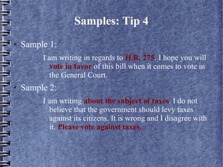 How do you write a letter to your representative | ODP