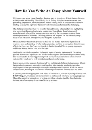 How Do You Write An Essay About Yourself | PDF