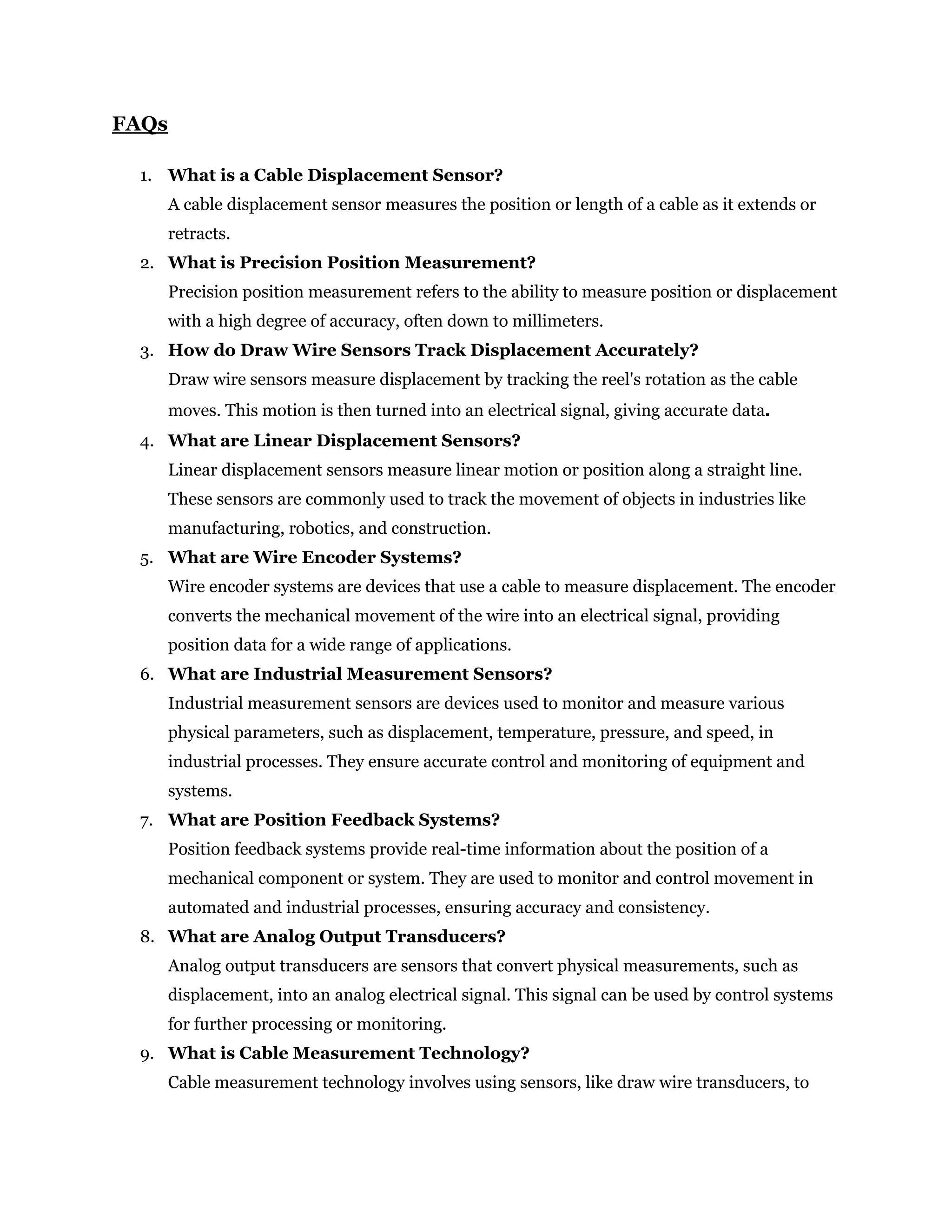 How Draw Wire Transducers Ensure Precision in Cable Measurement | PDF