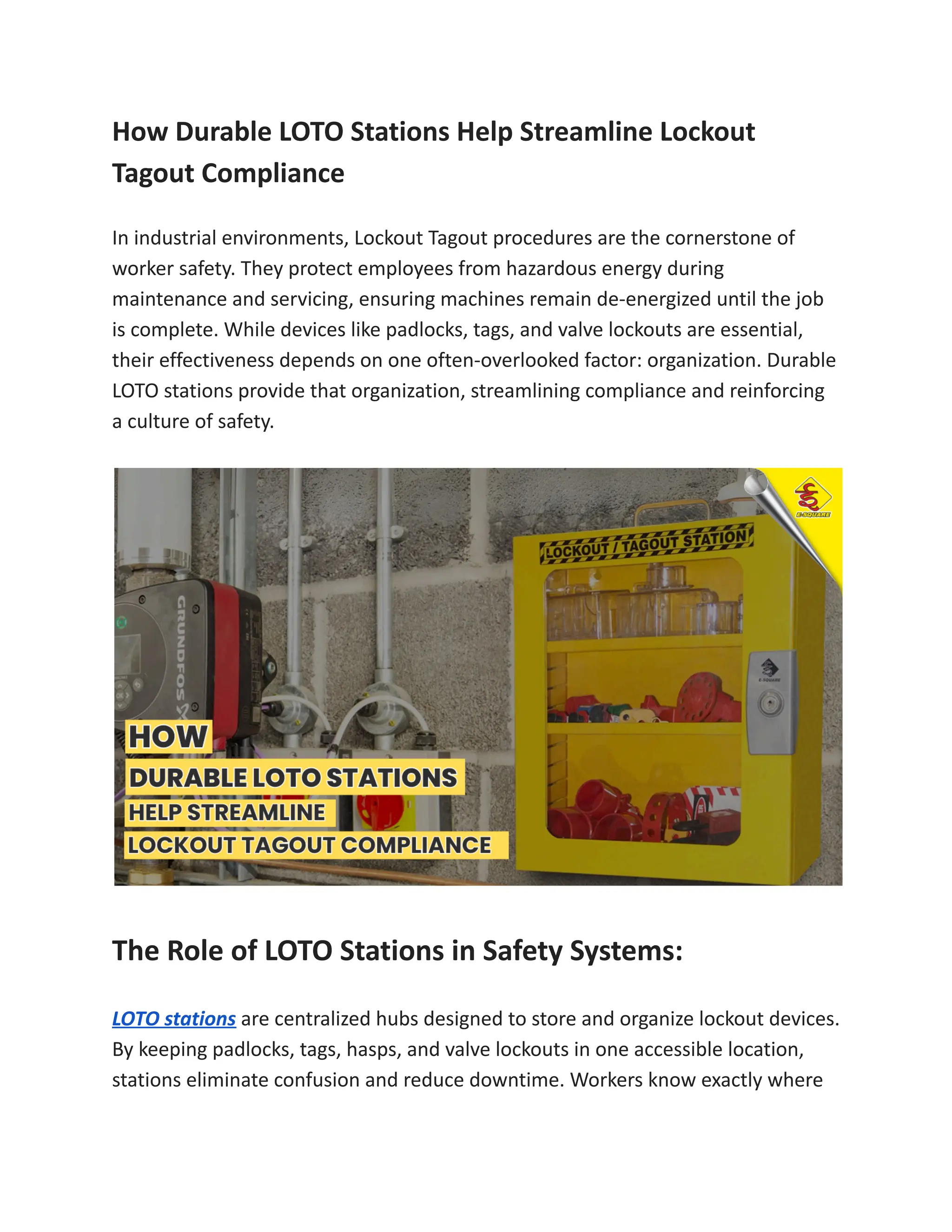 How Durable LOTO Stations Help Streamline Lockout Tagout Compliance | PDF