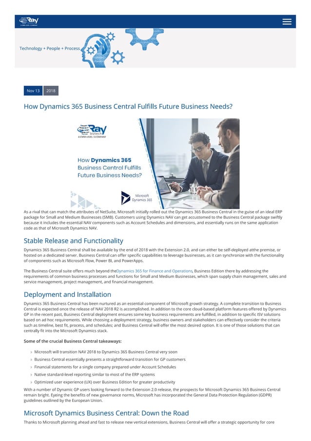 How dynamics 365 business central fulfills future business needs