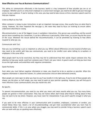 How Effective are You at Business Communications? | PDF