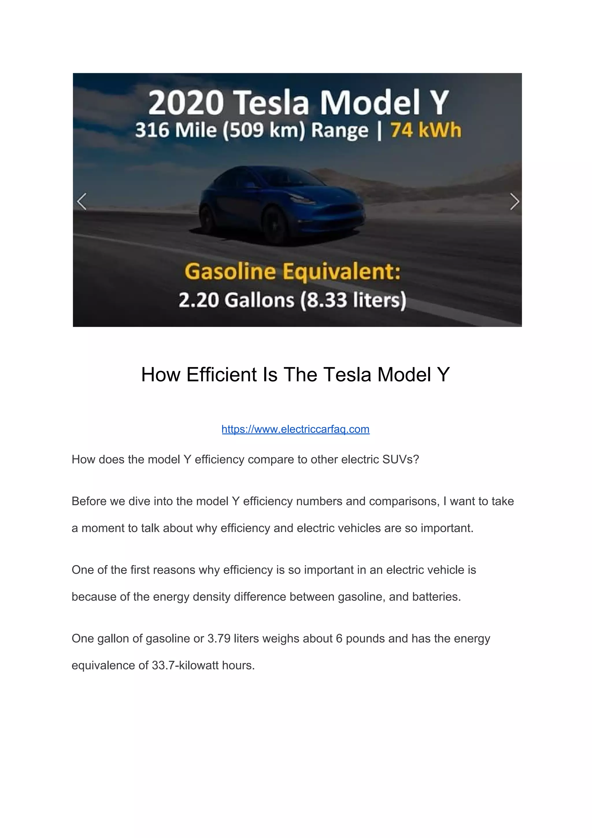 How Efficient Is The Tesla Model Y | PDF