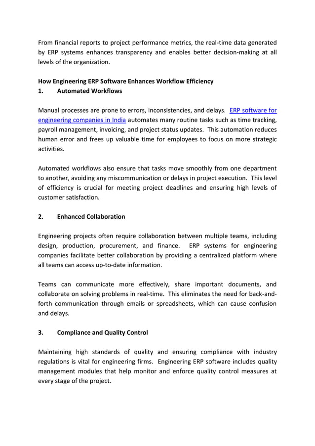How Engineering ERP Software Streamlines Project Management and Workflow | PDF
