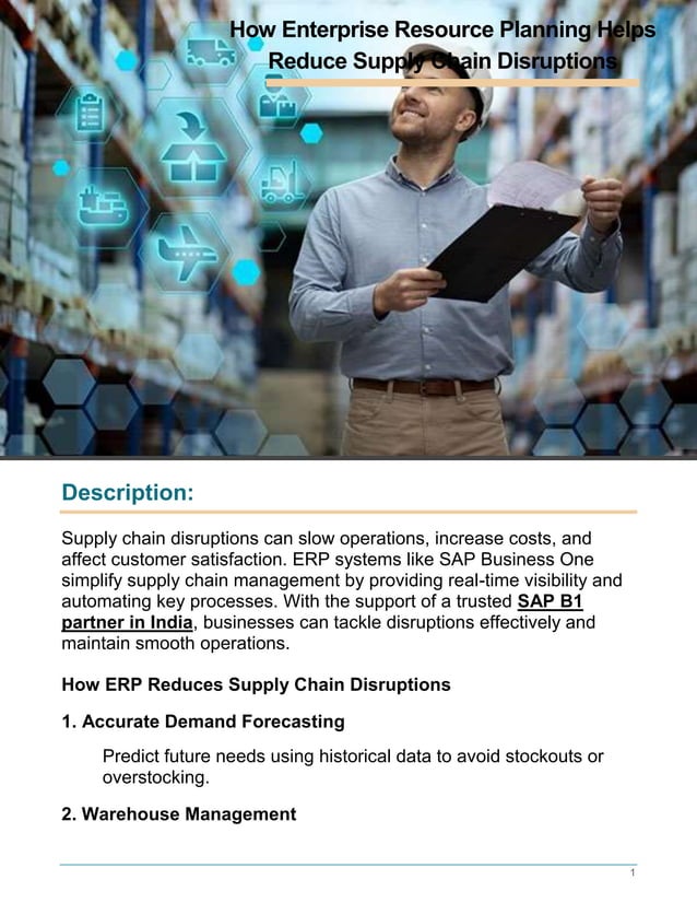 How Enterprise Resource Planning Helps Reduce Supply Chain Disruptions ...