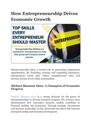 The Role of Entrepreneurship in Economic Growth | PDF