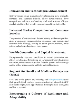 The Role of Entrepreneurship in Economic Growth | PDF