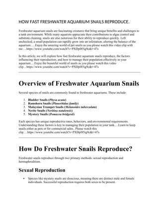 HOW FAST FRESHWATER AQUARIUM SNAILS REPRODUCE..docx