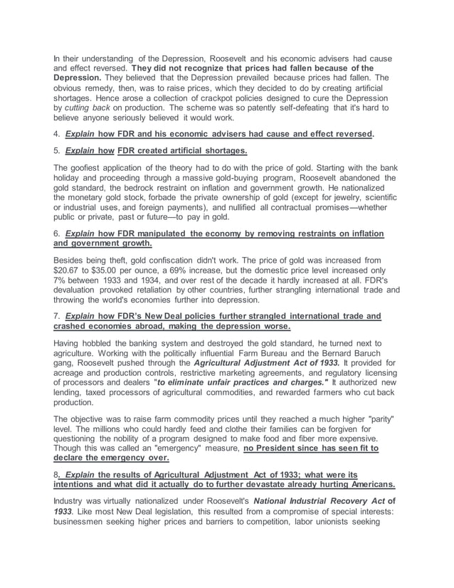 How FDR made the great depression worse article assignment | PDF