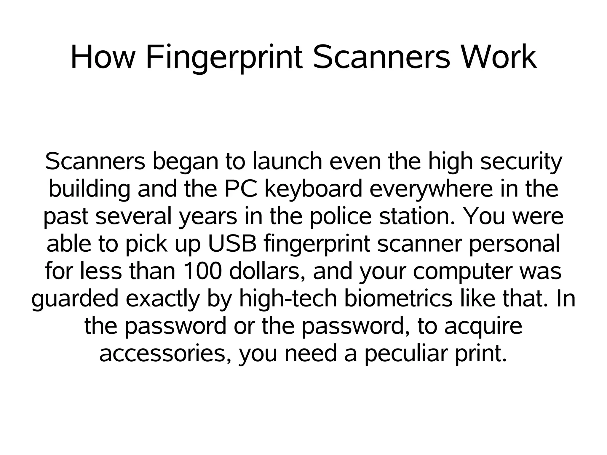 How Fingerprint Scanners Work | PDF