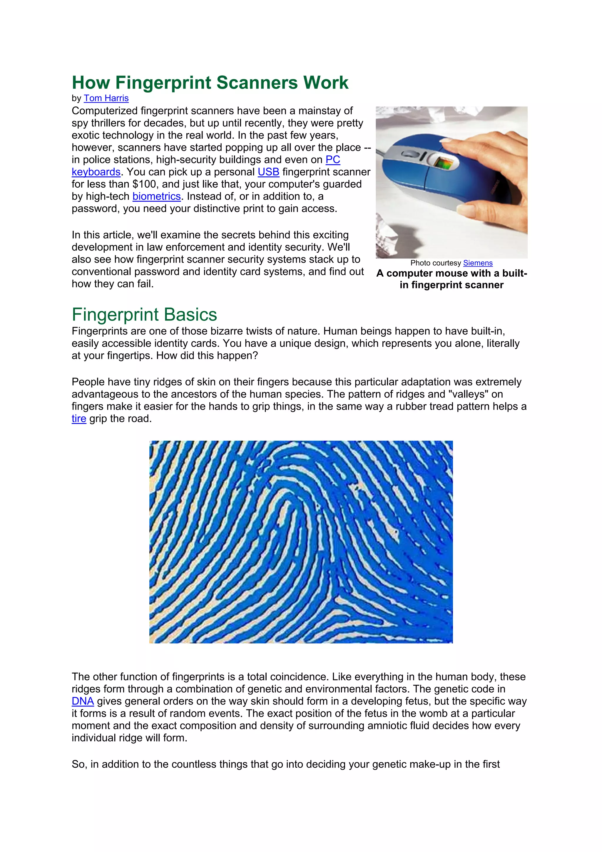 How fingerprint scanners work | PDF