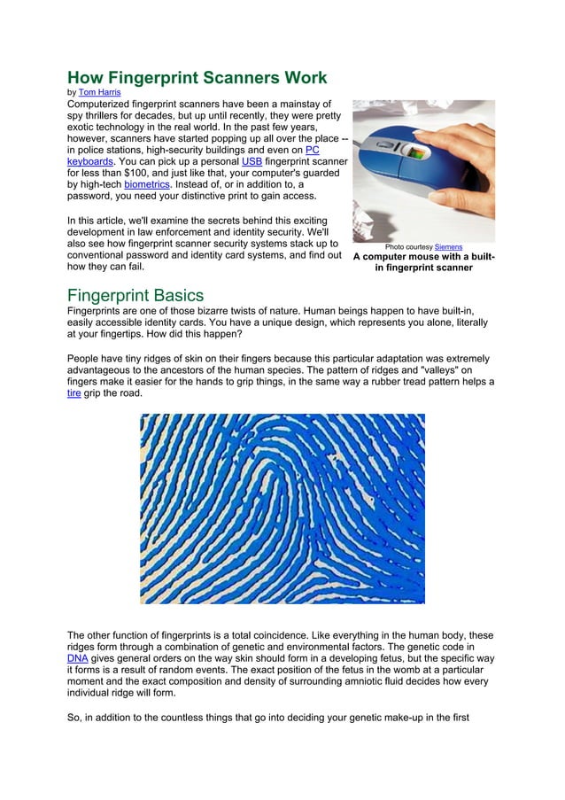 How fingerprint scanners work | PDF