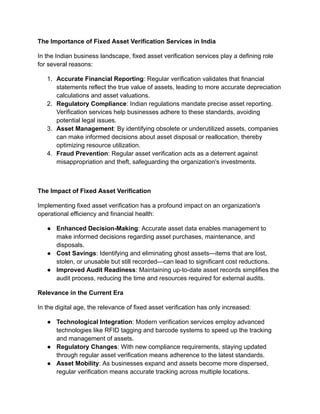 How Fixed Asset Verification Services are Transforming Businesses in ...