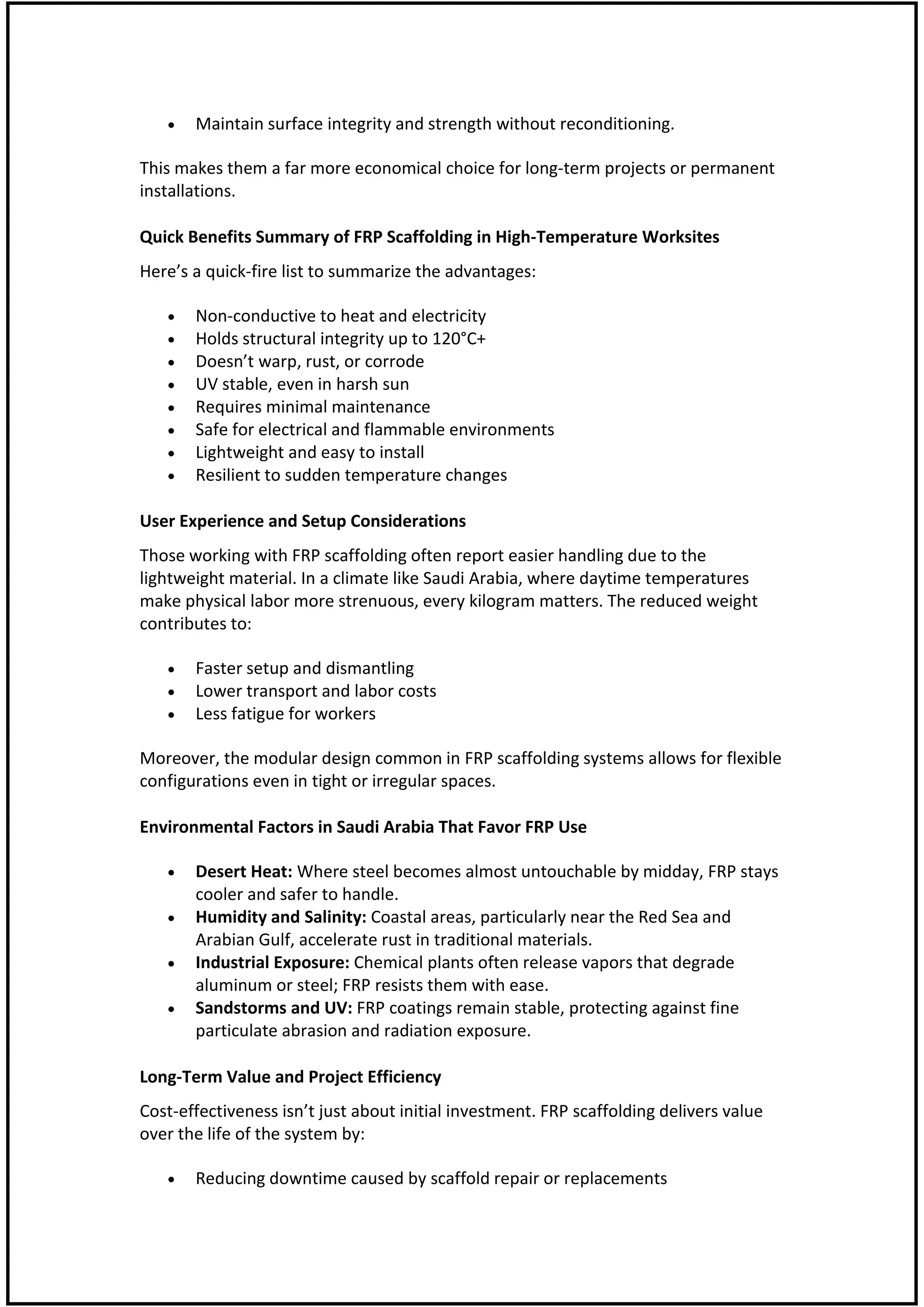 How FRP Scaffolding Performs in High-Temperature Worksites? | PDF