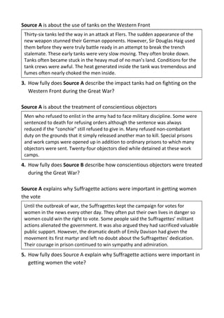 Example National 5 History questions - How fully? | PDF