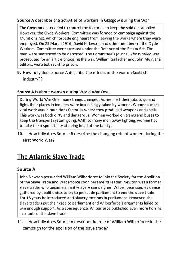 Example National 5 History questions - How fully? | PDF | Crime ...