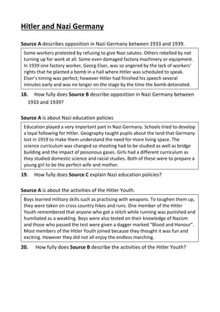 Example National 5 History questions - How fully? | PDF