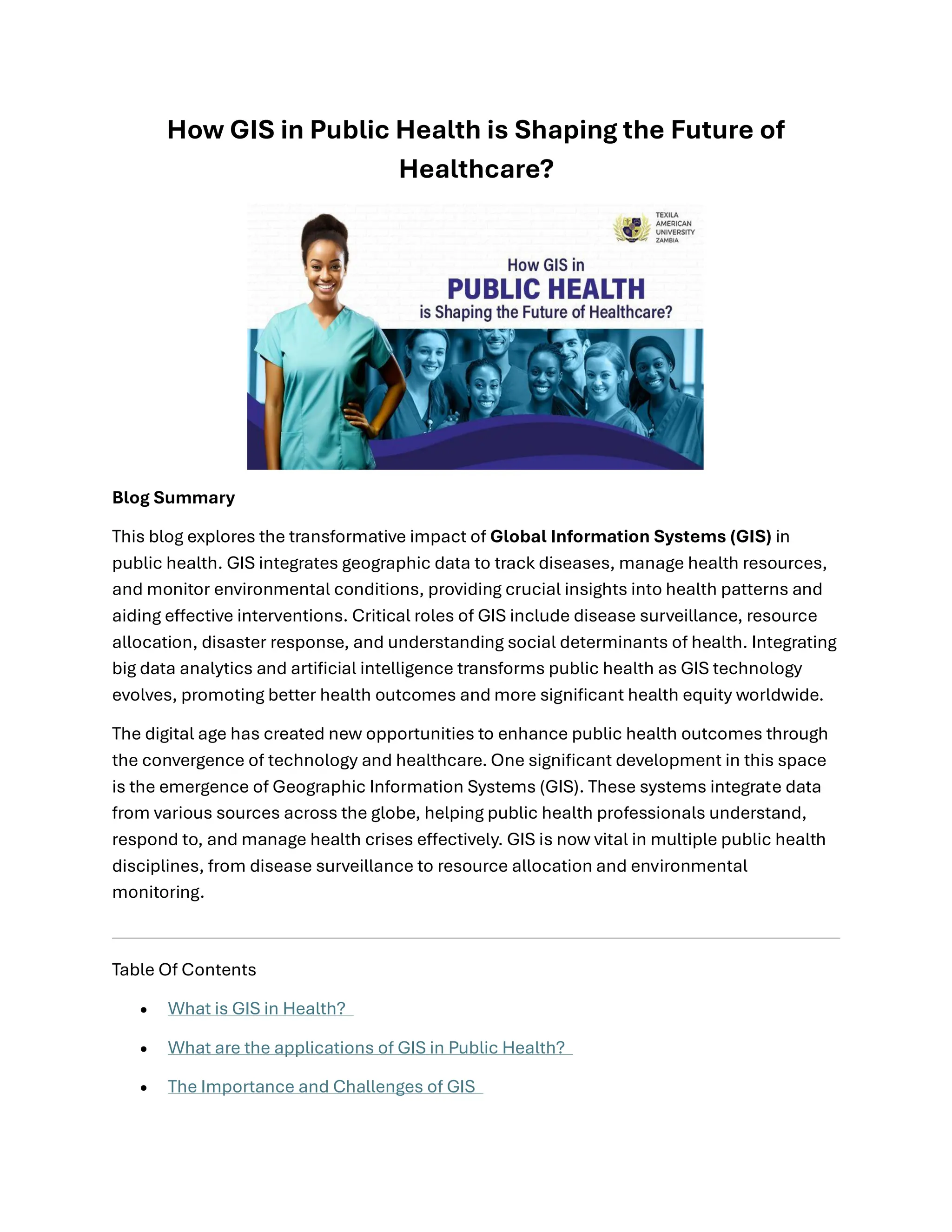 How GIS in Public Health is Shaping the Future of Healthcare? | PDF