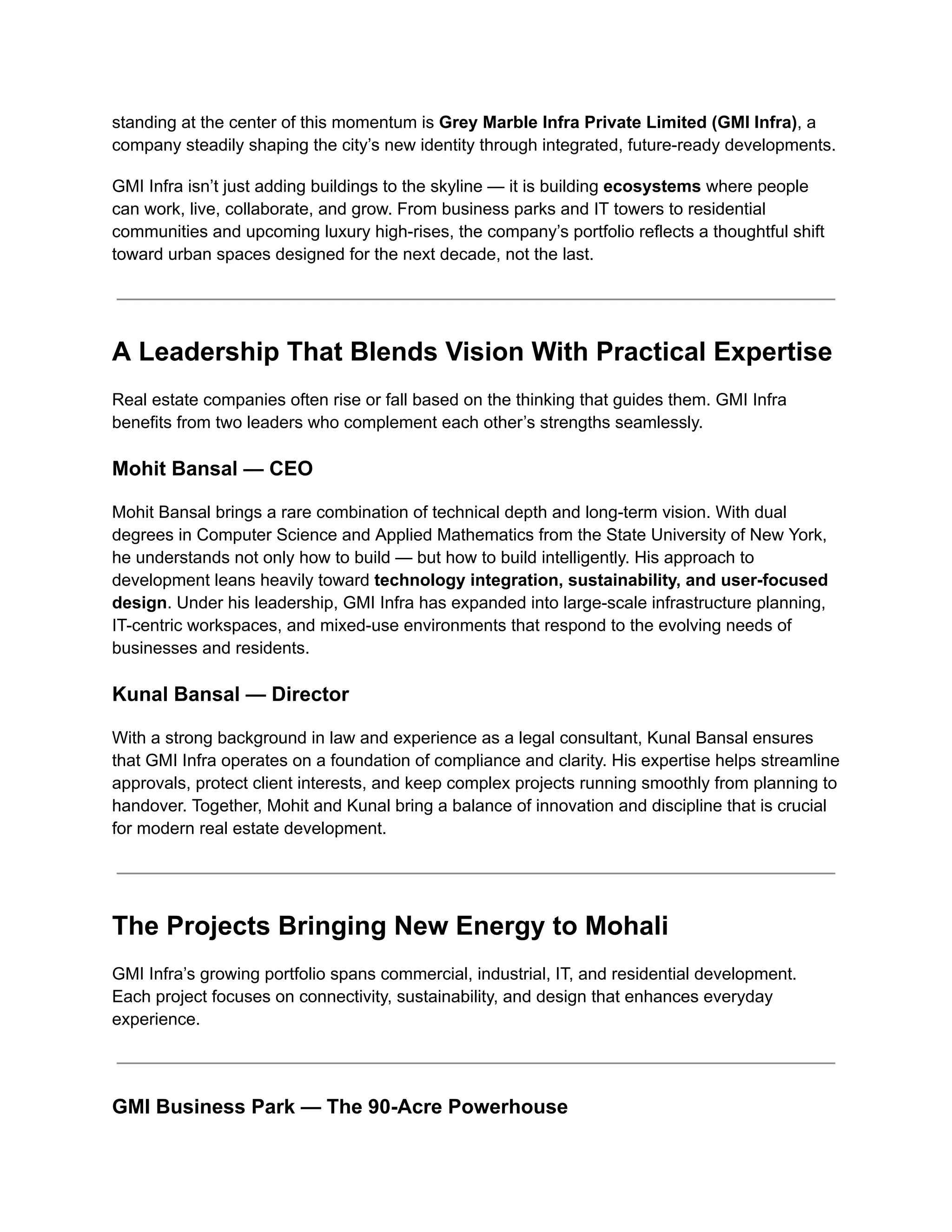 How GMI Infra Is Redefining Modern Development in Mohali_ A New Wave of Smart, Connected Spaces.pdf