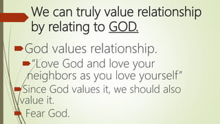 How God values relationships | PPT