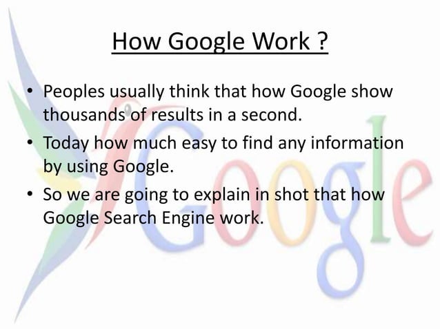How goole search engine work | PPT