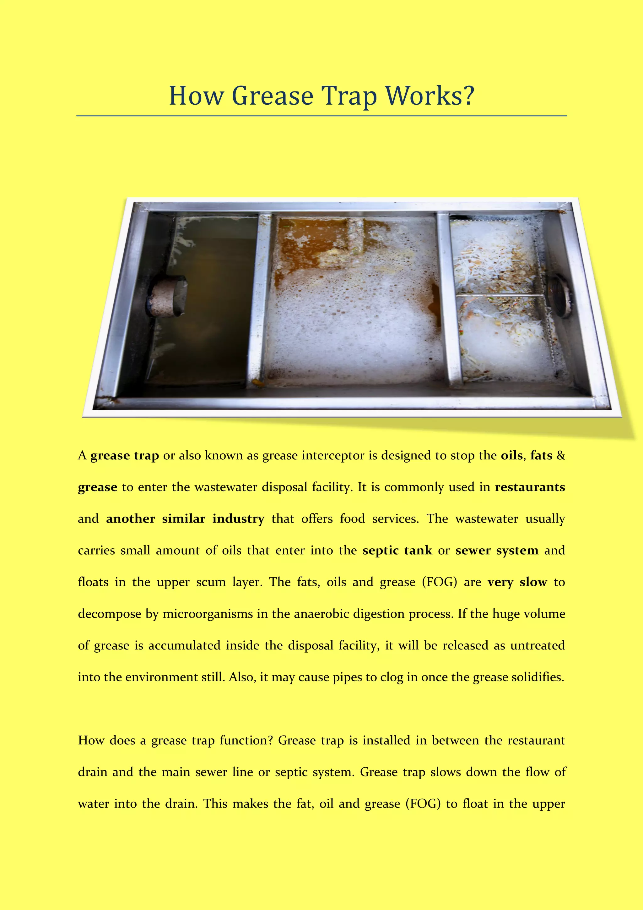 How Grease Trap Works? | PDF